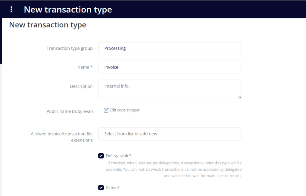 Transaction Types - the Core of Processes in Flowis | Flowis